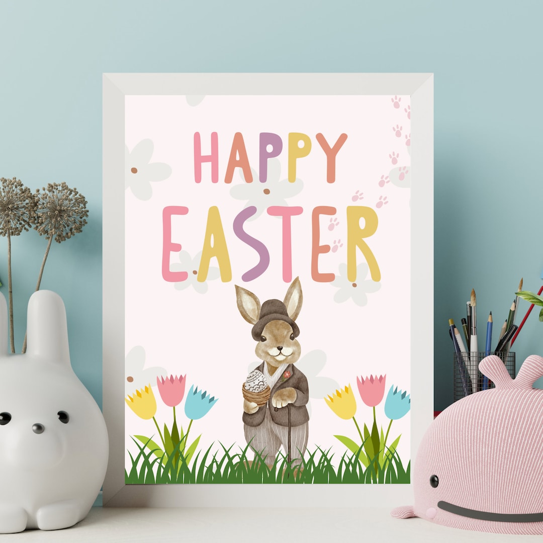 Children’s Easter Bunny Digital Print - Etsy