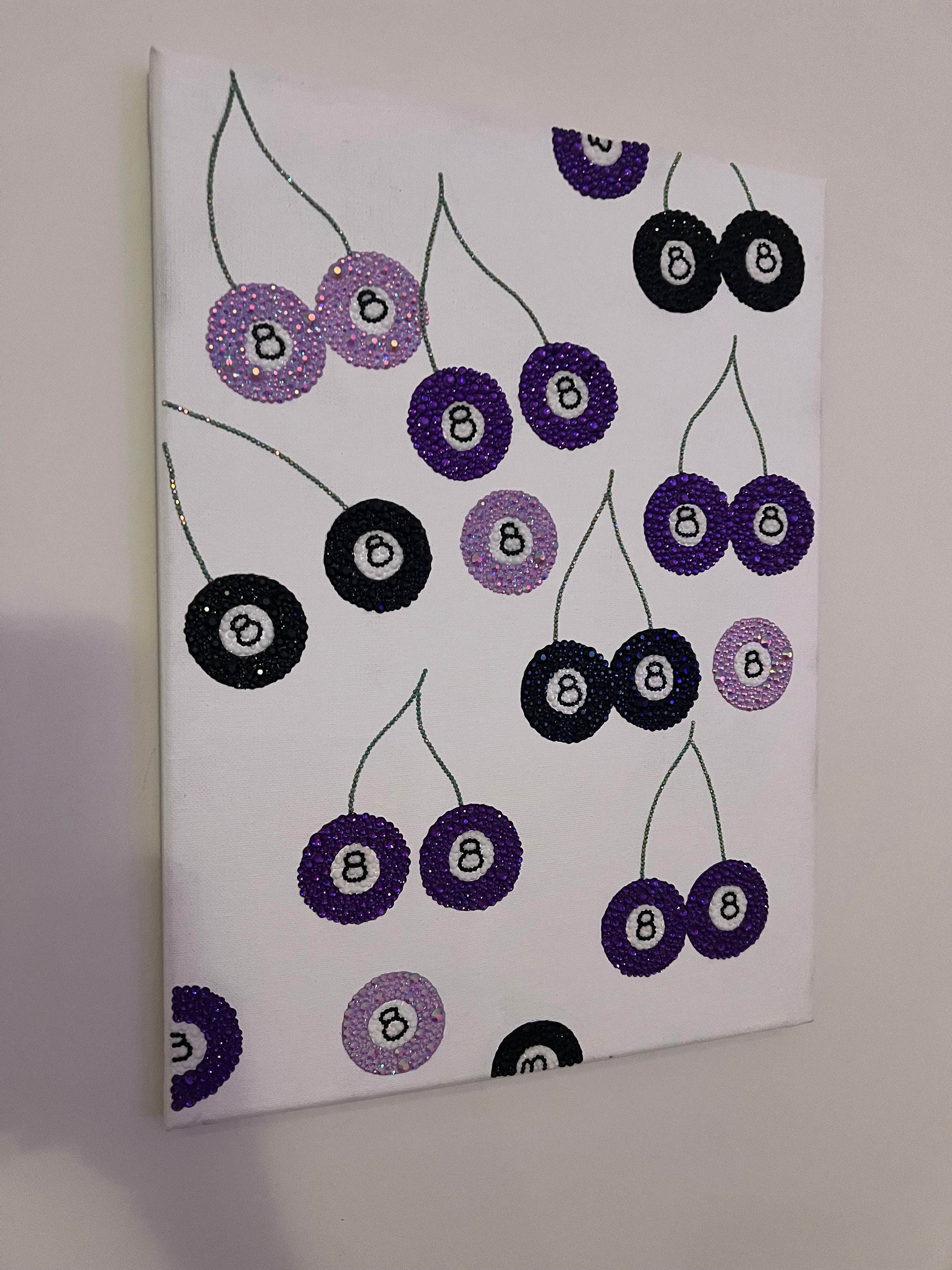 Bedazzled Eight Ball Cherry Canvas - Etsy