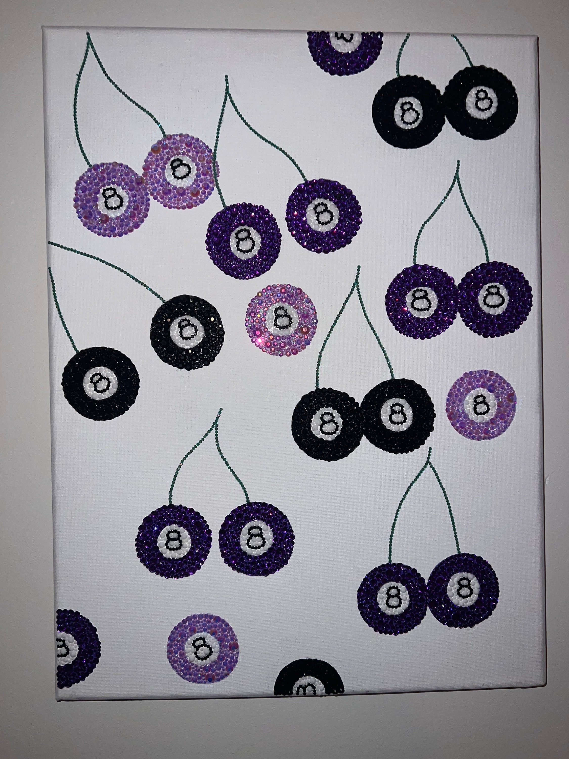 Bedazzled Eight Ball Cherry Canvas - Etsy