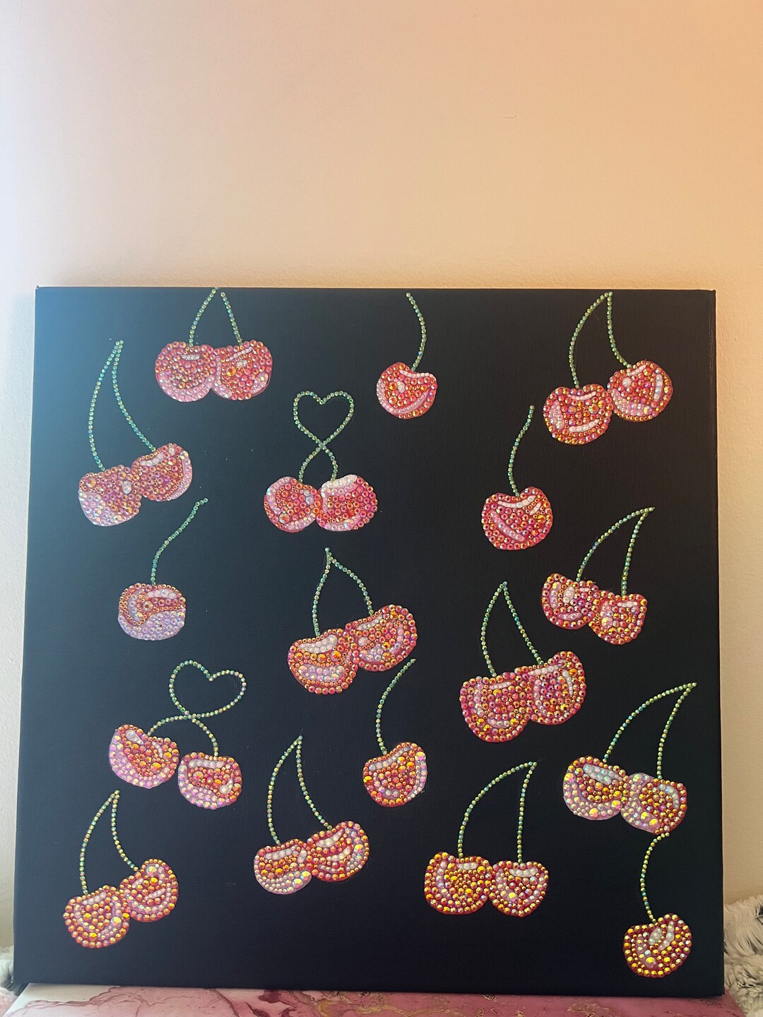 Bedazzled Cherry Canvas - Etsy