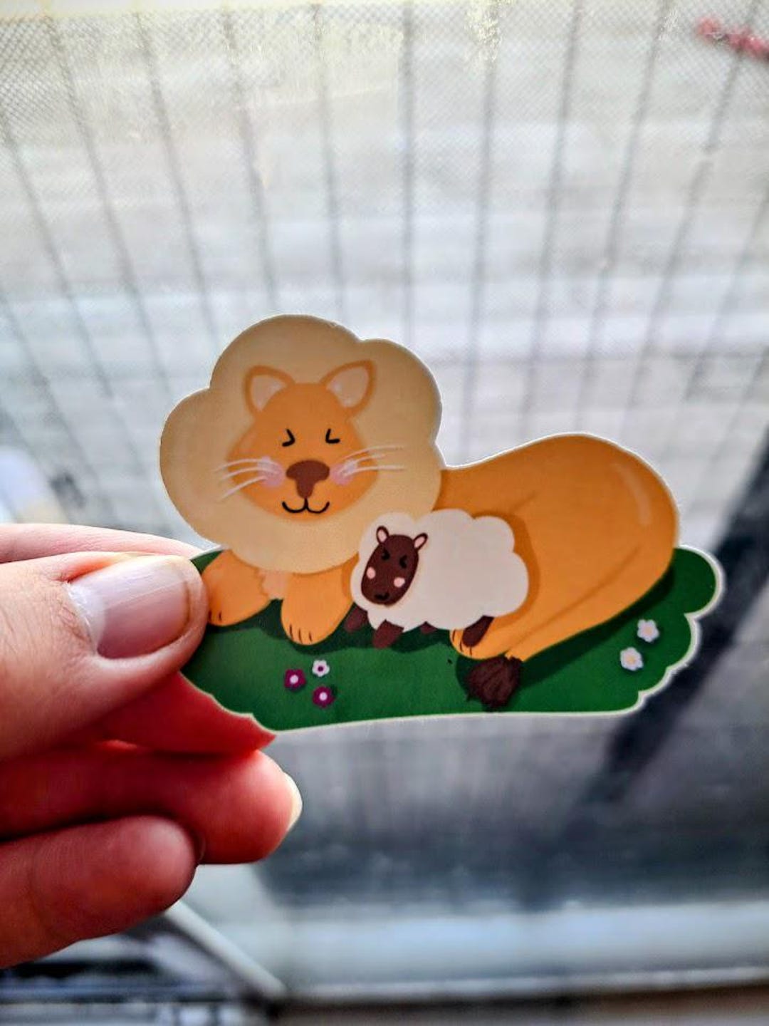 Lion Will Lay With Lamb Bible Sticker, Cute Sunday School Stickers ...