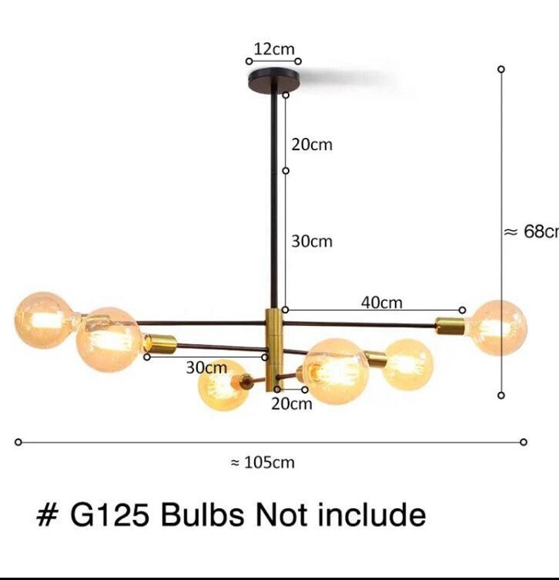 Luxury 6 Head Black,gold Modern E27 Chandelier LED Home Lighting for ...