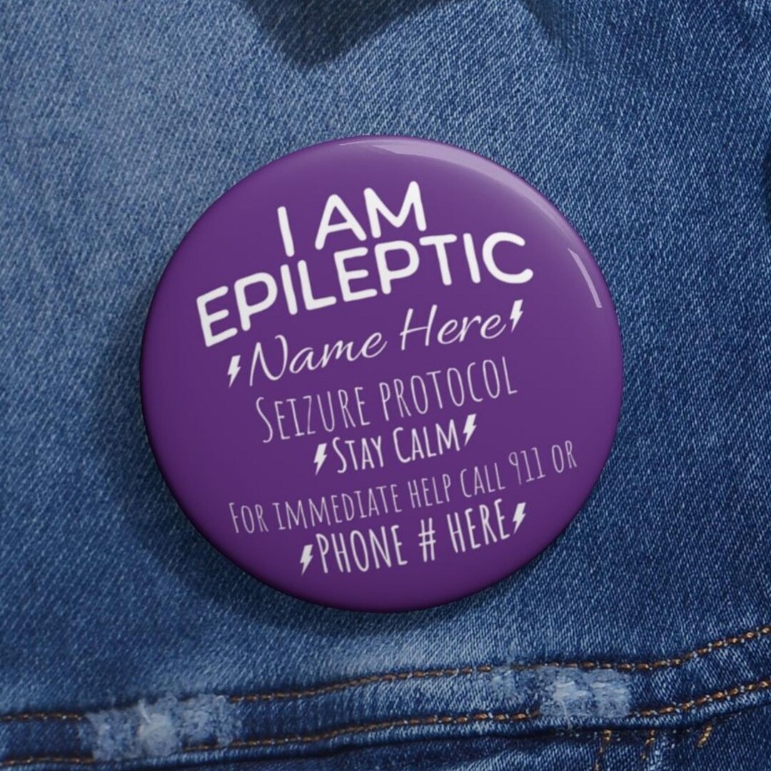 Personalized Epilepsy Pin 'I Am Epileptic' With Seizure Protocol, Name ...