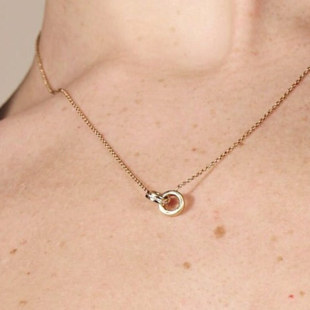 14K Solid Gold Interlocking Circle 18 Necklace With .08 CTW Natural ...