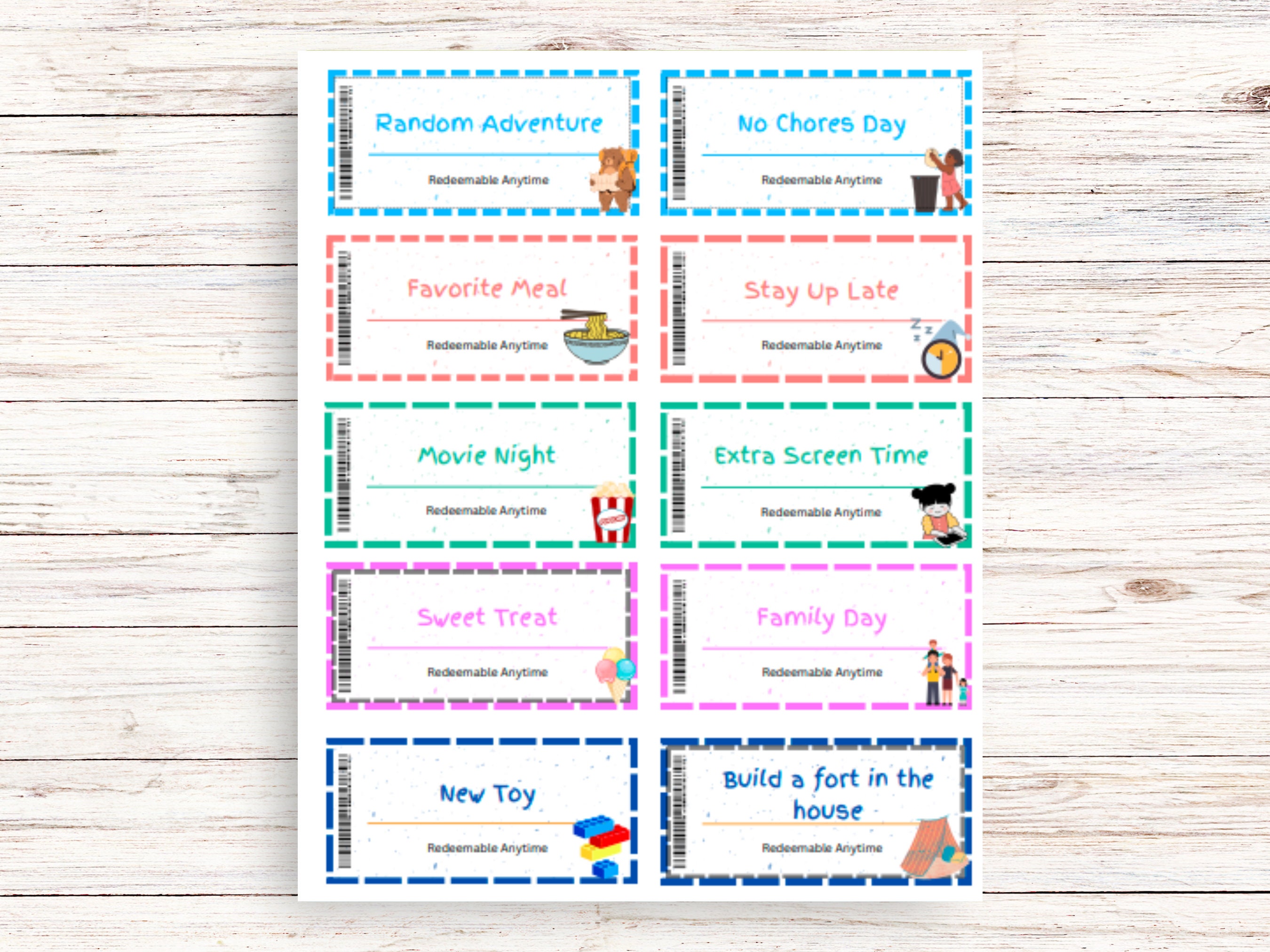 Printable Kids Reward Coupon Template for Boy and Girl/ Kids Love This ...