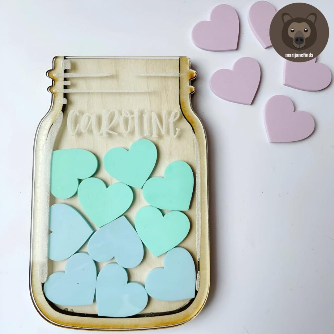 Custom Reward Jar for Classroom, Personalized Heart Reward Jar Pastel ...