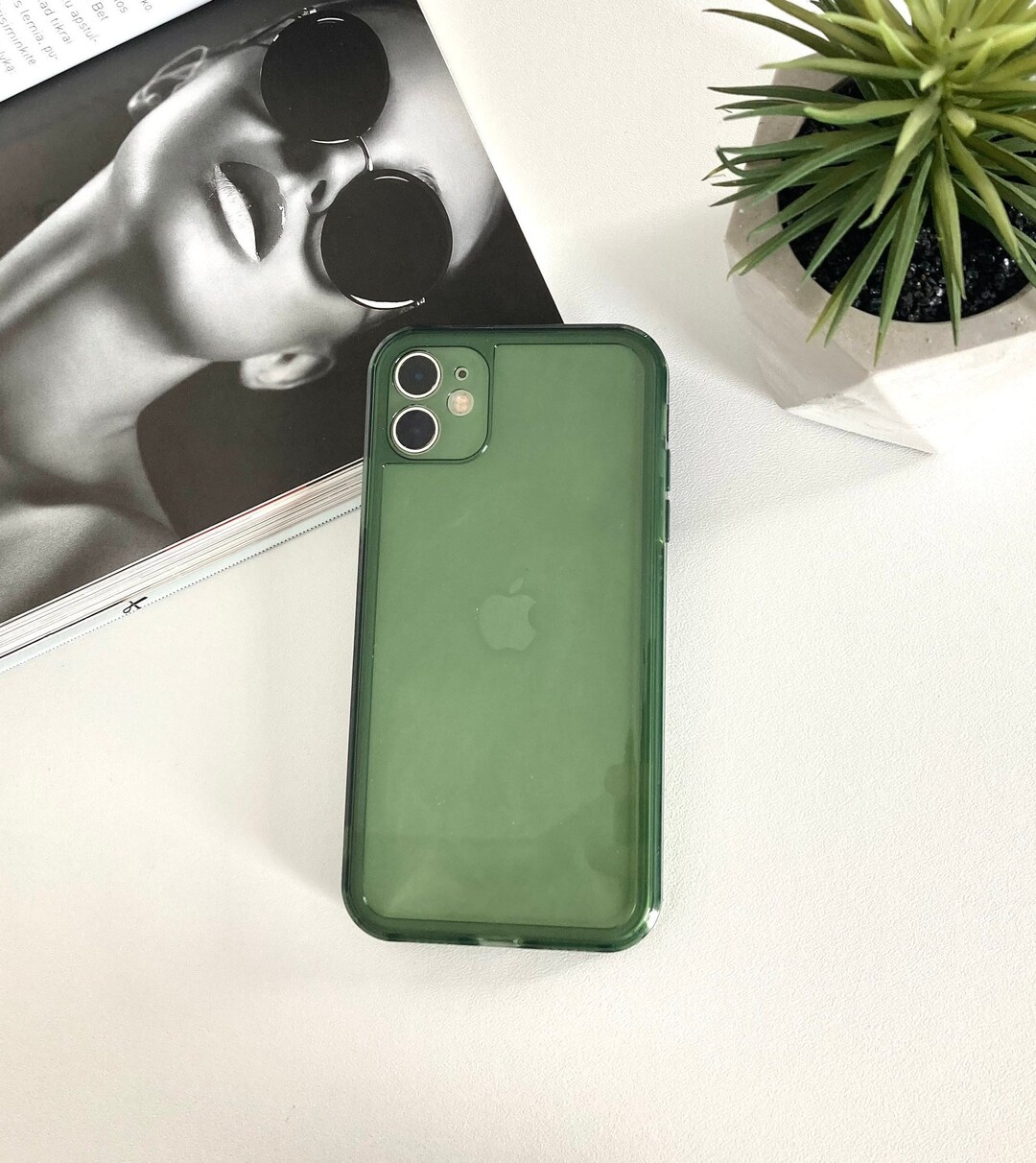 Green Clear Protective Silicone Phone Case, Simple Minimalist Soft ...