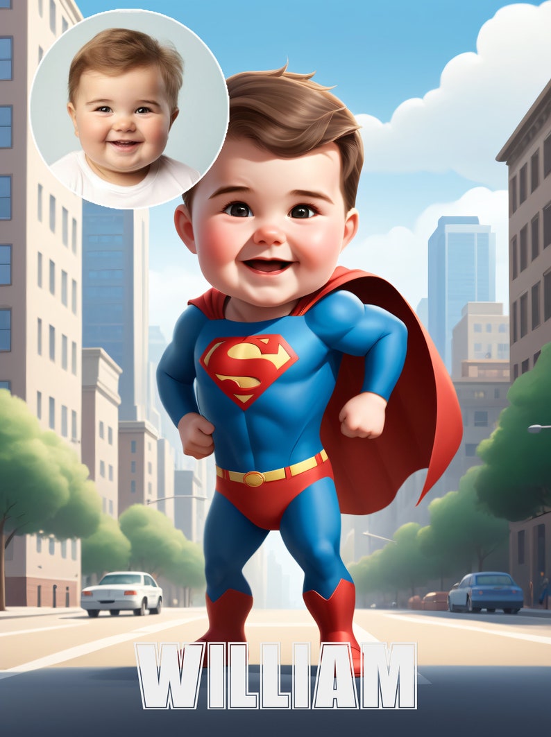 Custom Portrait, Personalized Gift, Personalized Superhero, Gift for ...