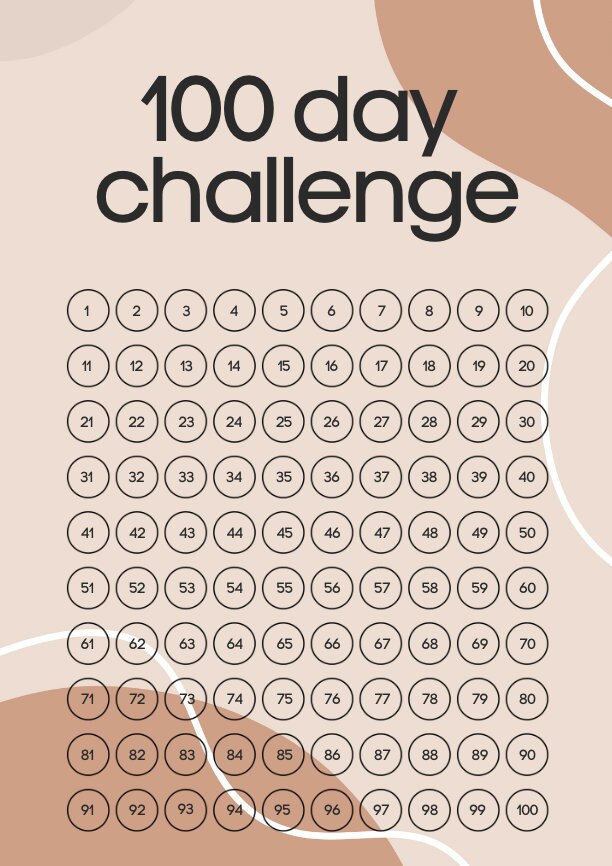 100 Day Challenge Tracker - Etsy
