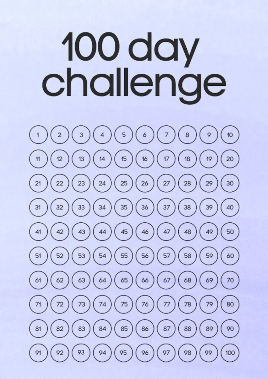 100 Day Challenge Tracker - Etsy