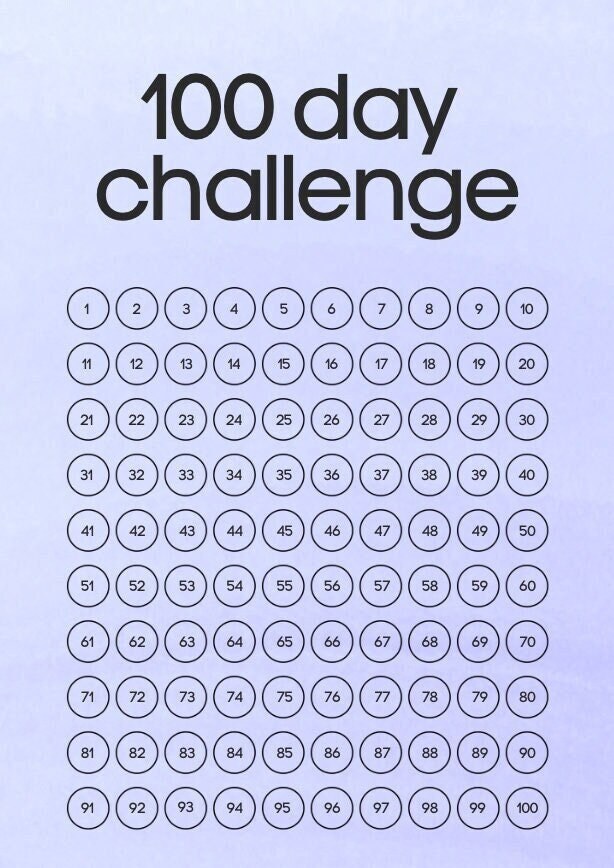 100 Day Challenge Tracker - Etsy