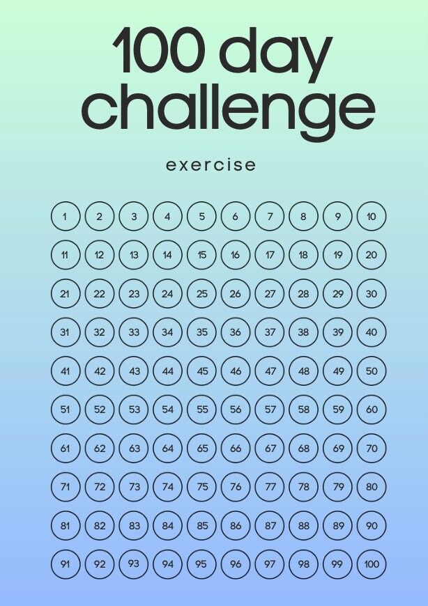 100 Day Challenge Tracker - Etsy