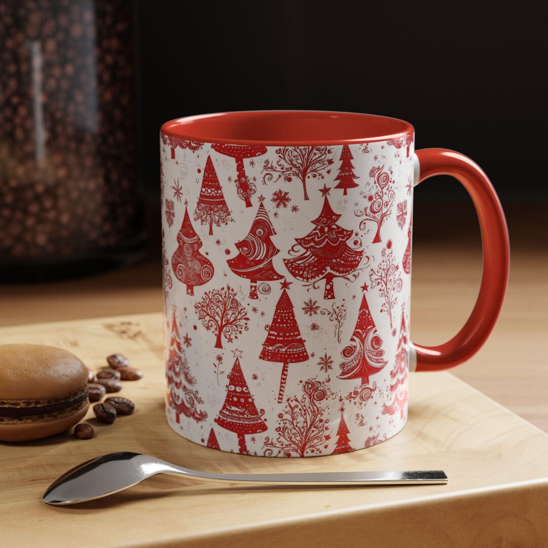 Red Christmas Tree Coffee Mug, Holiday Gift - Etsy