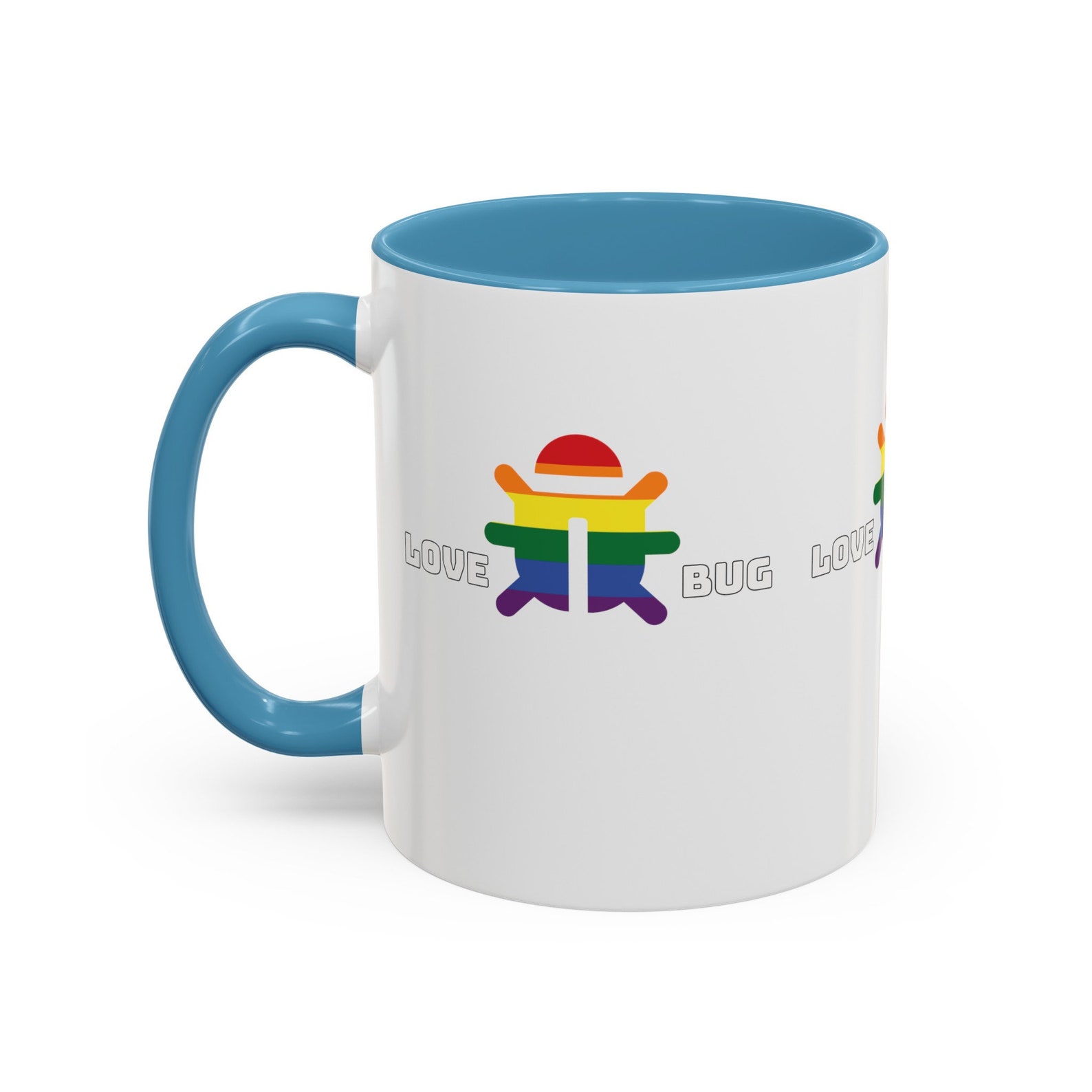 Queer Pride Rainbow Mug, Colorful Lovebug Ceramic Cup, Inclusive ...