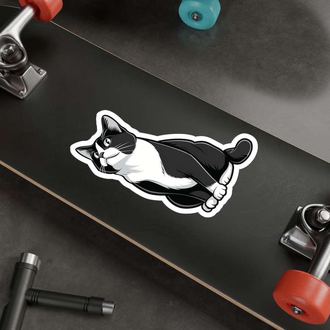 Cute Black and White Cat Sticker, Tuxedo Cat Vinyl Sticker, Pet Lover ...