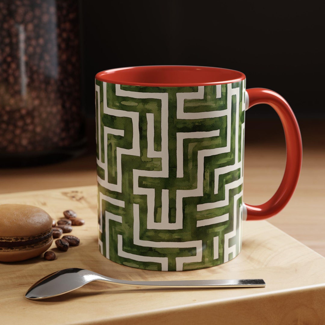 Green Maze Coffee Mug, Geometric Xmas Gift - Etsy