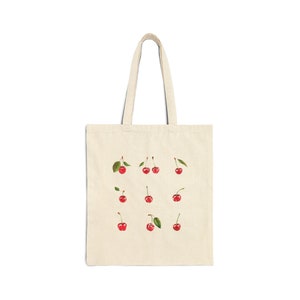 Eco-friendly Cherry Design Cotton Canvas Tote Bag Reusable ...