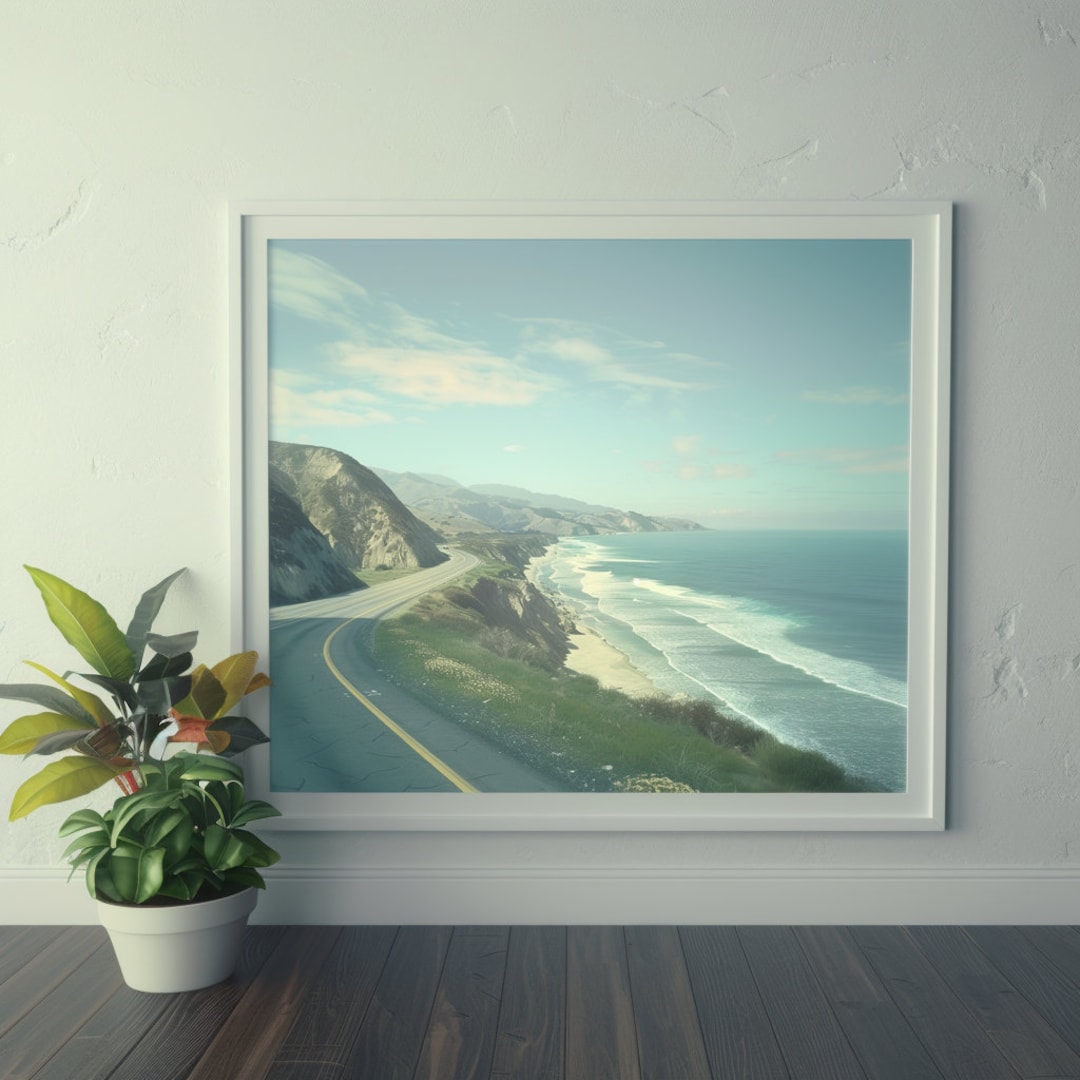 California Coast Wall Print Digital Art Home Decor, Vintage Coastal ...