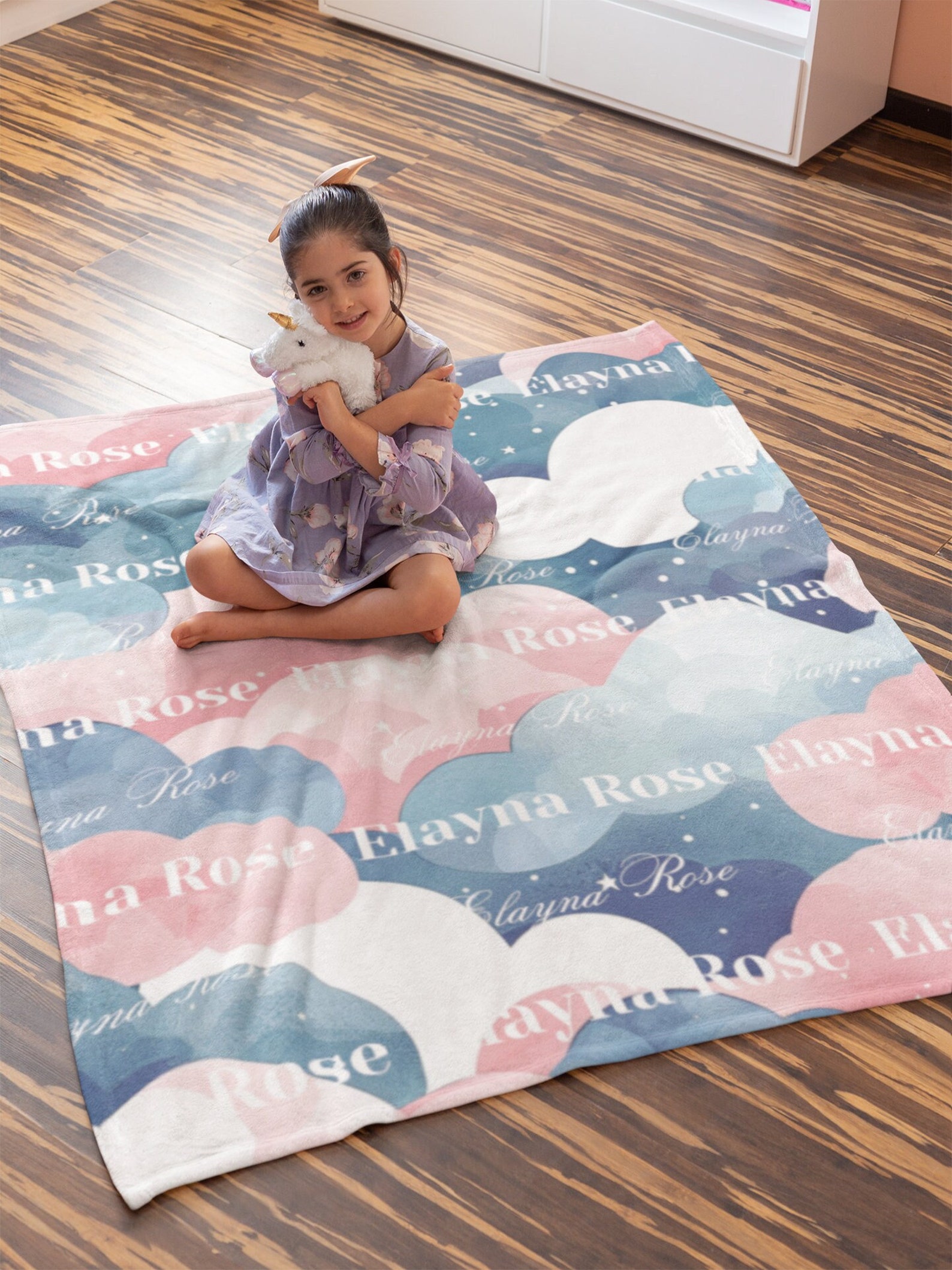 Personalized Kids Name Velveteen Plush Birthday Blanket Baby Name ...