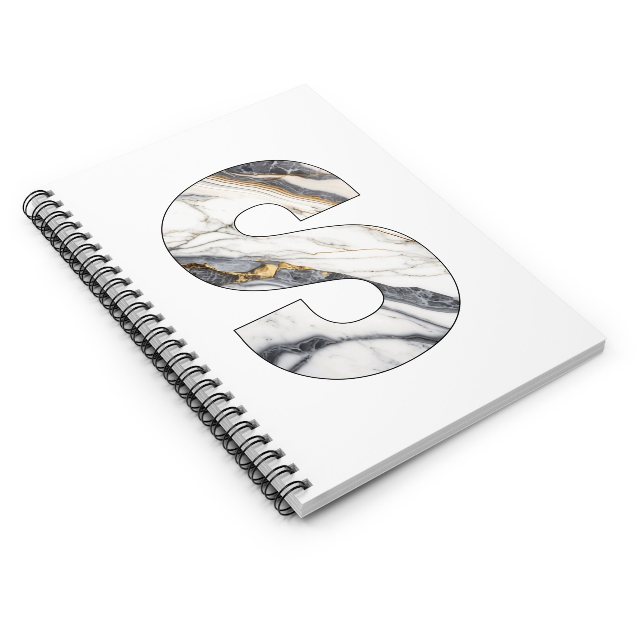 Marble Monogram Black and Gold Journal, Relaxation Journal, Reflection ...