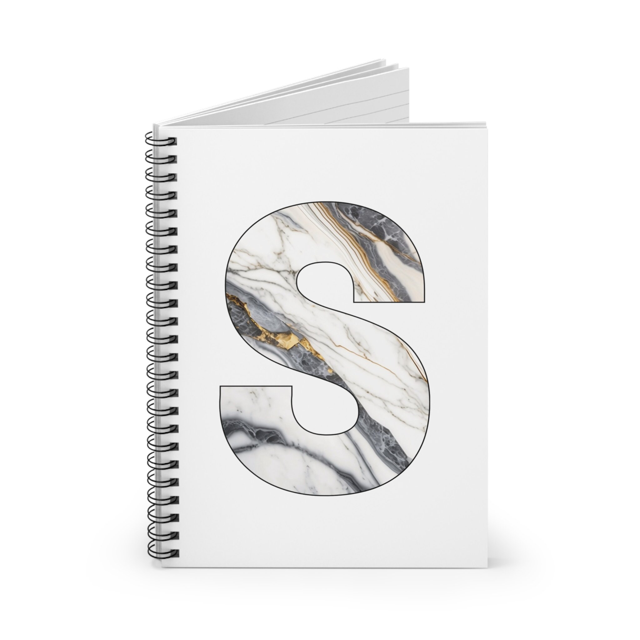 Marble Monogram Black and Gold Journal, Relaxation Journal, Reflection ...