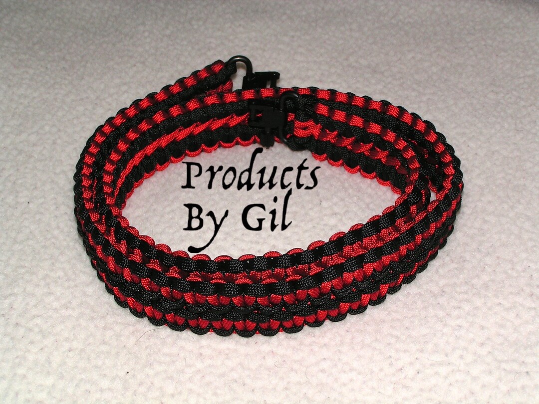 Paracord Survival Cord Gun Sling of Black and Imperial Red Paracord ...