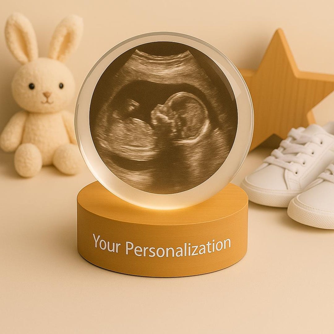 Personalized 3D Baby Ultrasound Crystal Lamp – Custom Engraved Sonogram ...