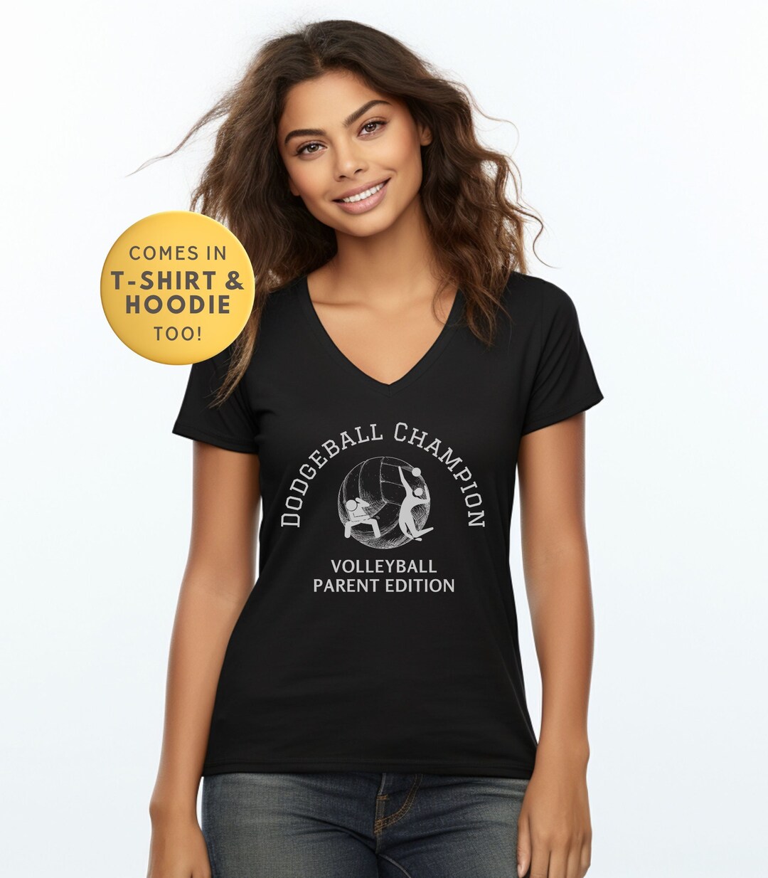 Volleyball Spectator V-neck Shirt for Volleyball Fan Dodgeball Champ ...