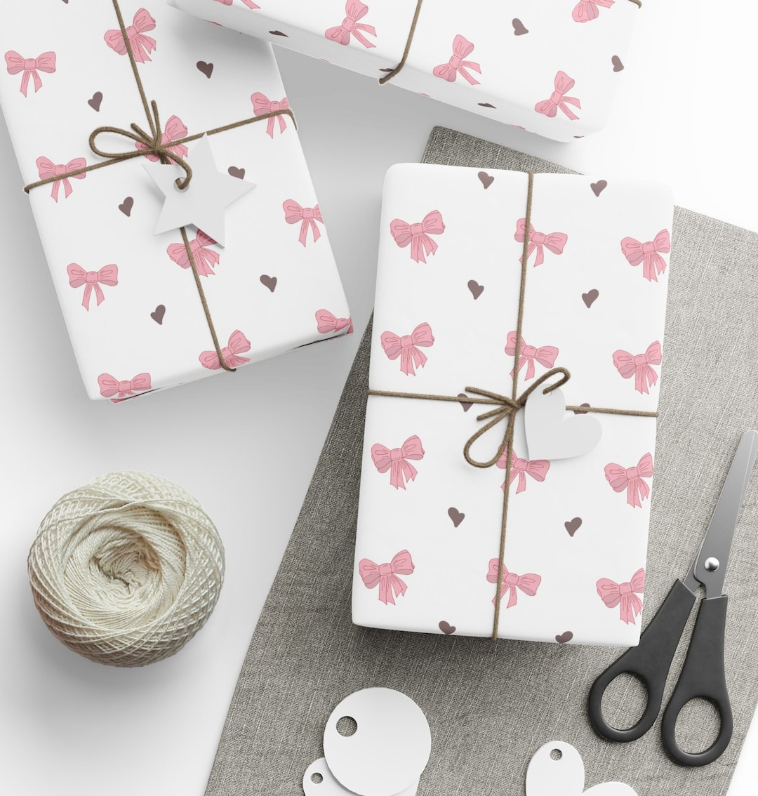 Gift Wrap Paper With Coquette Pink Bow Pretty in Pink Gift Wrapping ...