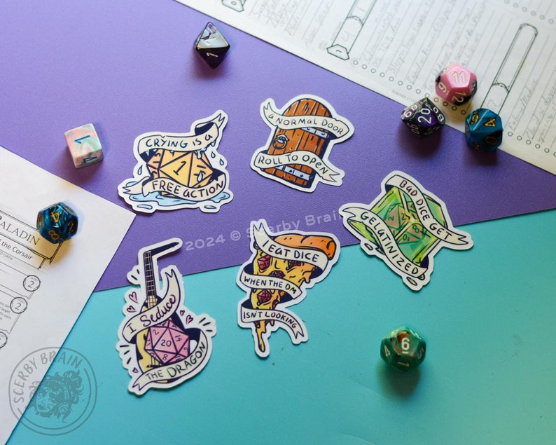 Funny DND Sticker Pack: Glossy Vinyl RPG Stickers - Etsy