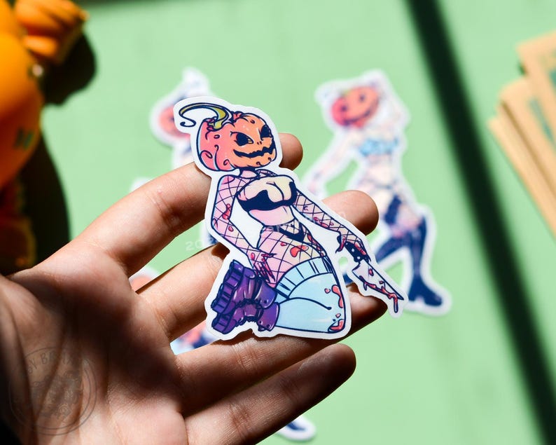 Pumpkin Pinup Sticker Set | Glossy Vinyl Stickers | Hot Autumn Babe Art ...