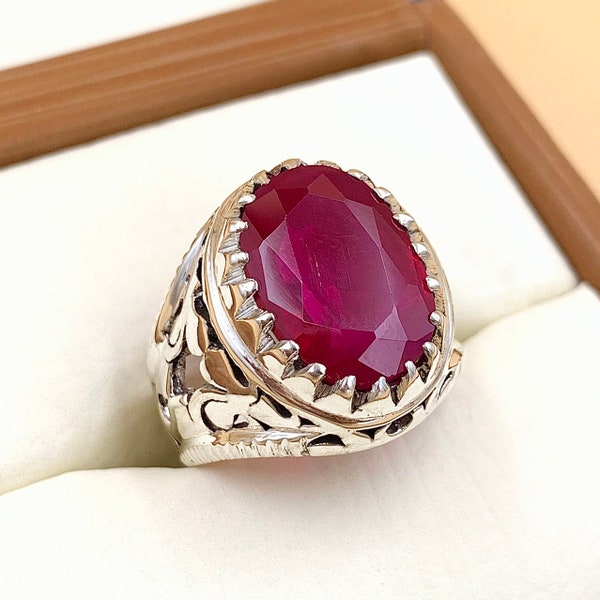 Ruby Men Ring - Etsy