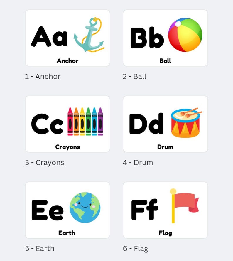 ABC Flashcards for Toddlers Printable Alphabet Learning Cards ...