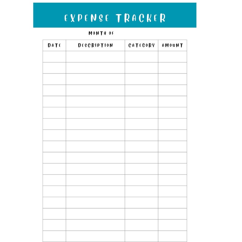 Printable Expense Tracker Log - Etsy