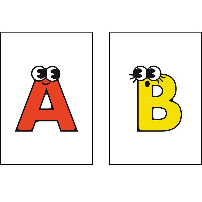 Colorful Fun Lined Alphabet Flashcard - Etsy