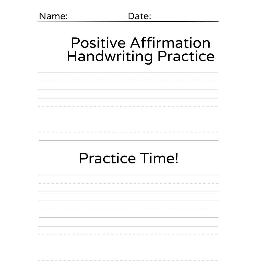 Positive Affirmation Handwriting Practice - Etsy