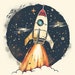 Collection of 4 Rocket Ship Digital Downloads - Etsy