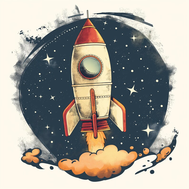 Collection of 4 Rocket Ship Digital Downloads - Etsy