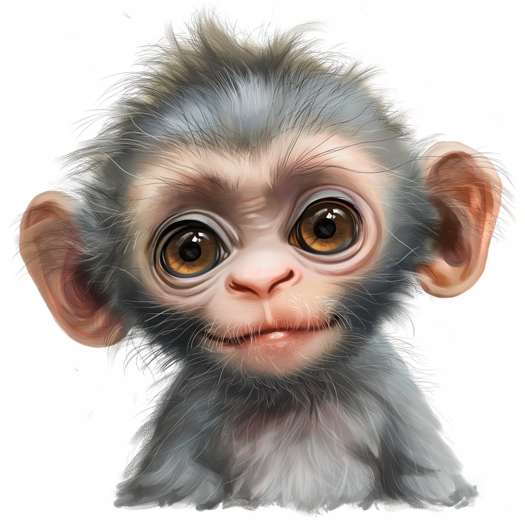 Cute Baby Monkey Headshot Digital Download - Etsy