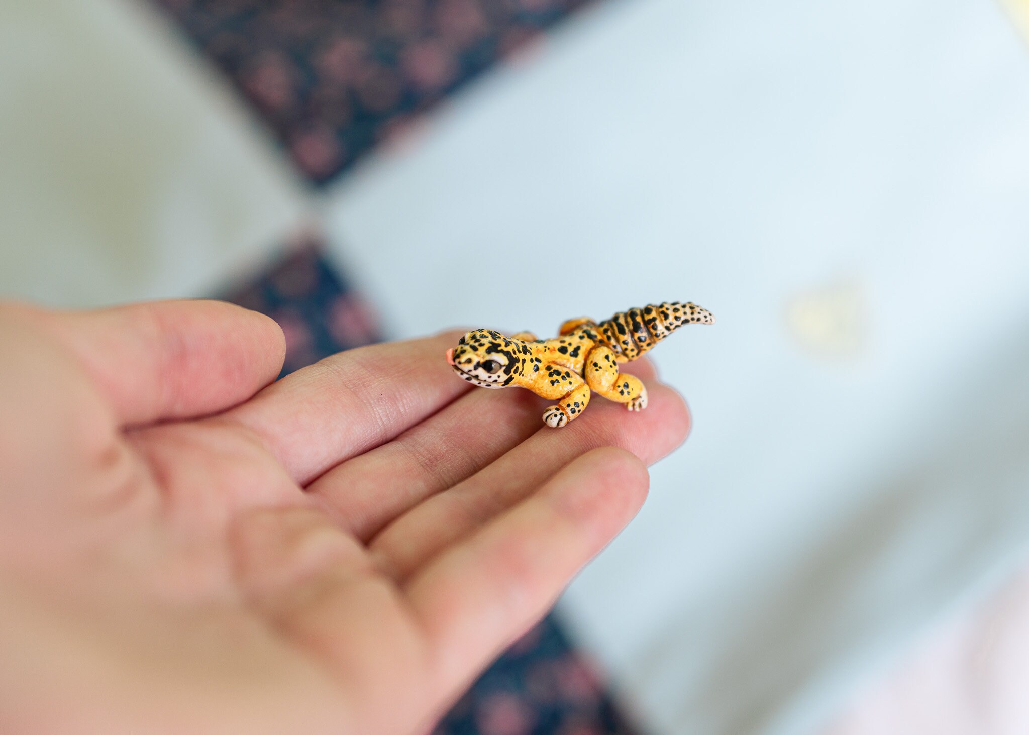 Mini Leopard Gecko - Polymer Clay Sculpture, Mini Leopard Gecko ...