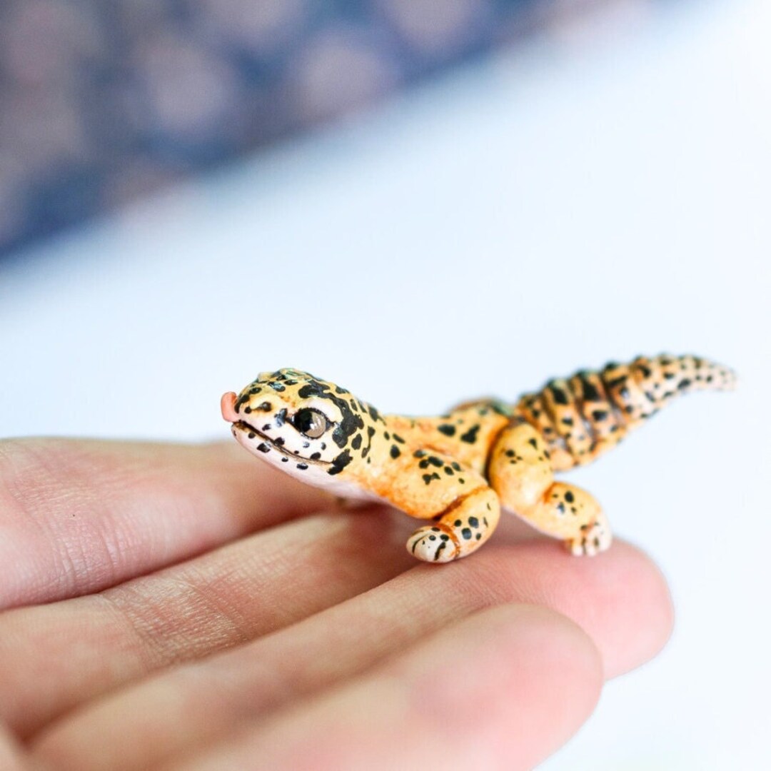 Mini Leopard Gecko - Polymer Clay Sculpture, Mini Leopard Gecko ...