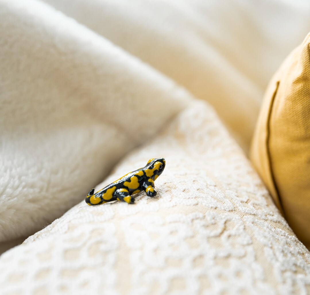 Mini Fire Salamander Polymer Clay Sculpture, Mini Salamander Sculpture ...