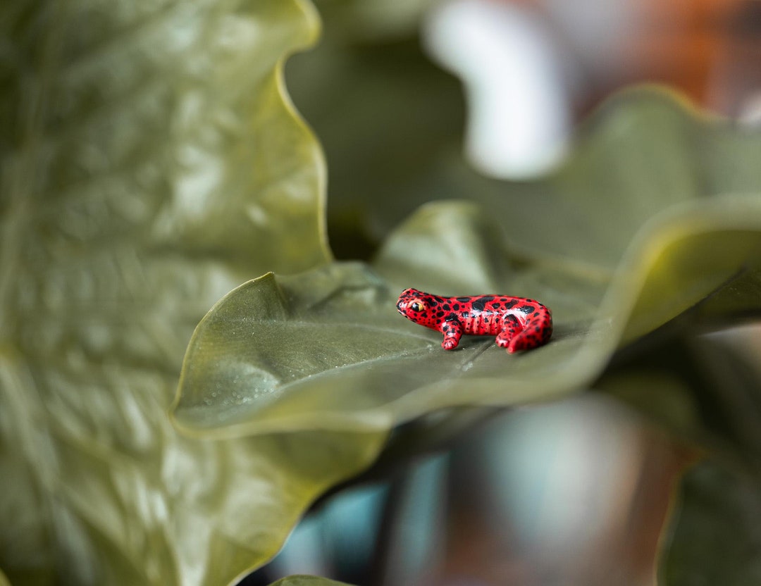 Mini Red Salamander Polymer Clay Sculpture, Mini Salamander Sculpture ...