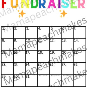 Cash Calendar for Fundraising - Etsy