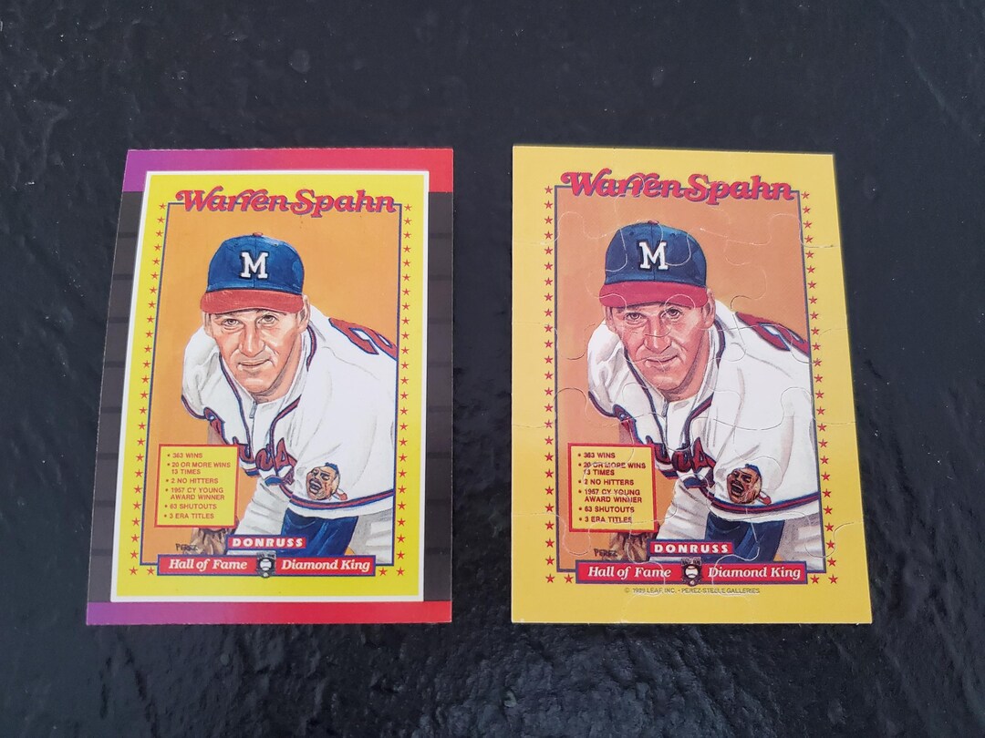 Vintage Warren Spahn Baseball Card and 15 Piece Puzzle Trading Card ...