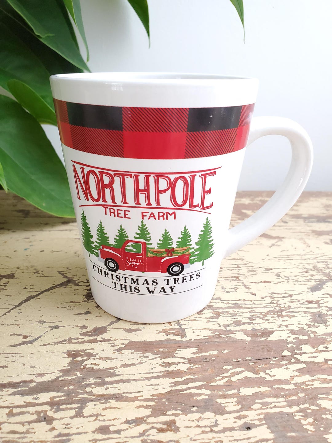 North Pole Tree Farm Red Truck Christmas Coffee Cup Mug - Etsy