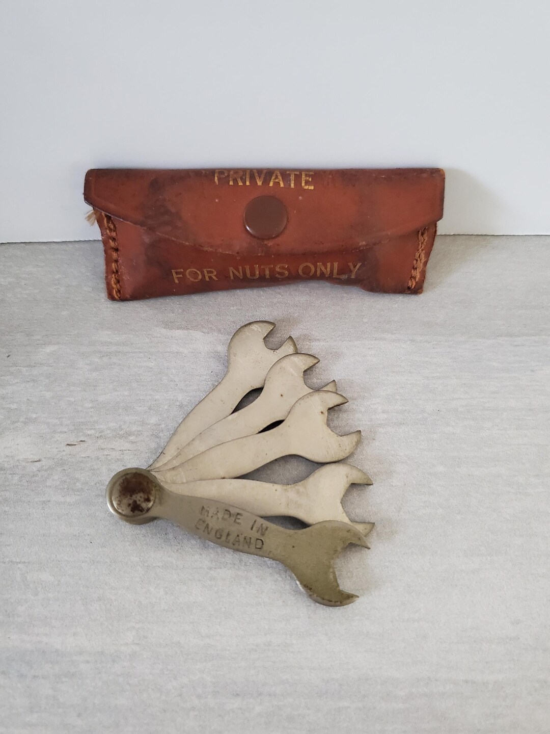Vintage Mini Set of Wrench Tiny Multi Tool Spanner Set in Leather Pouch ...