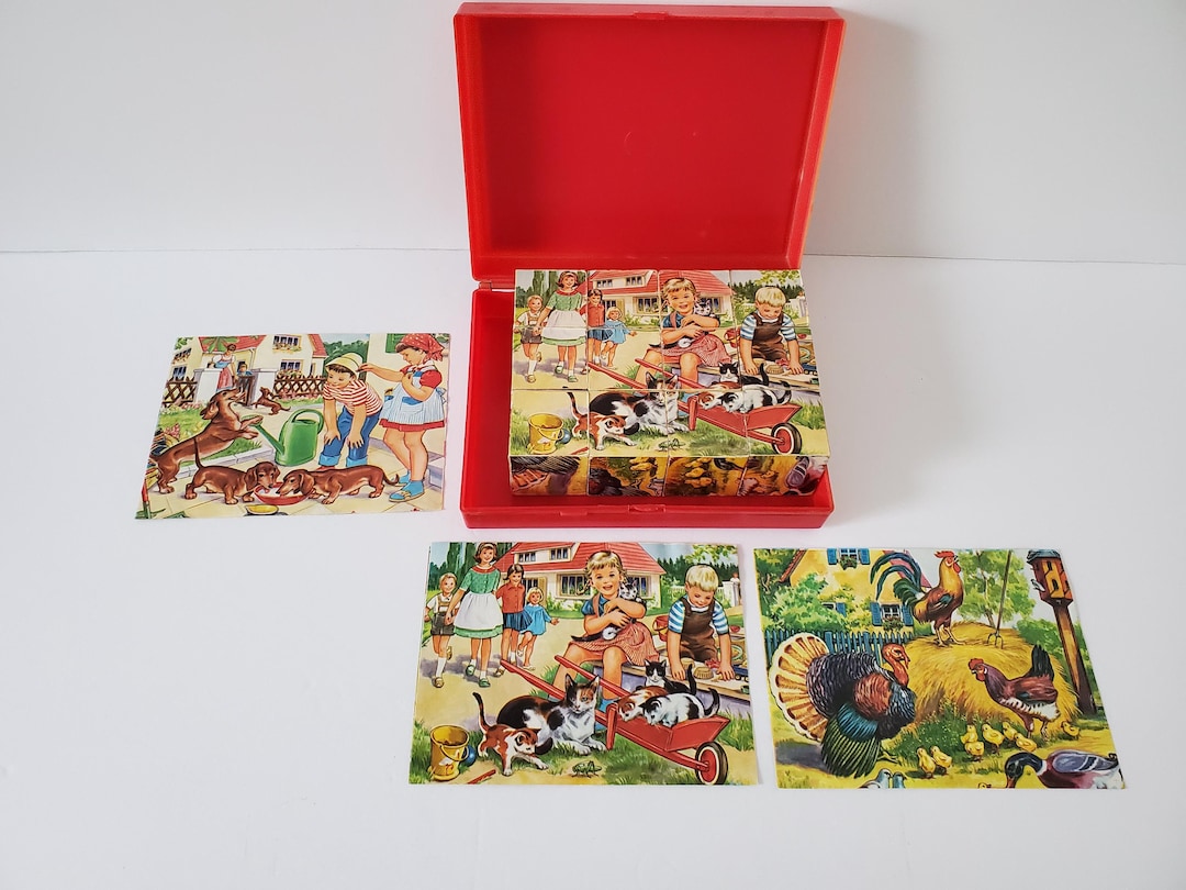 Vintage German Block Puzzle Farm Animals by Hermann Eichhorn Wooden ...