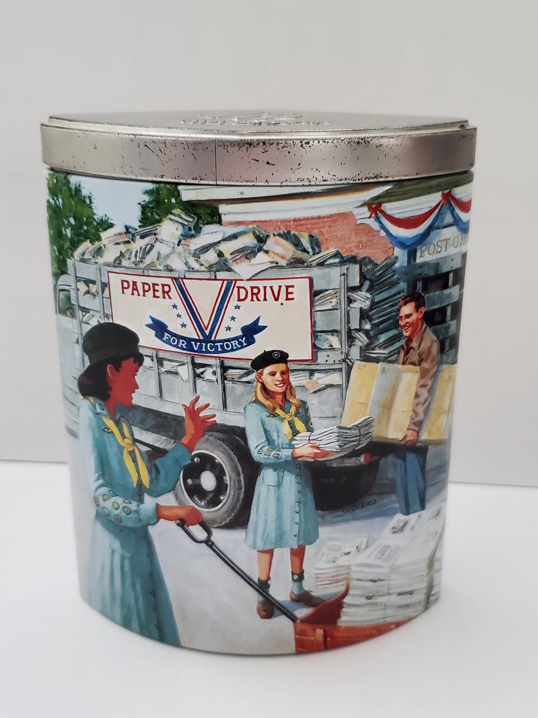 Vintage Girl Scouts Triangular Tin Canister Empty Cookie Box ...
