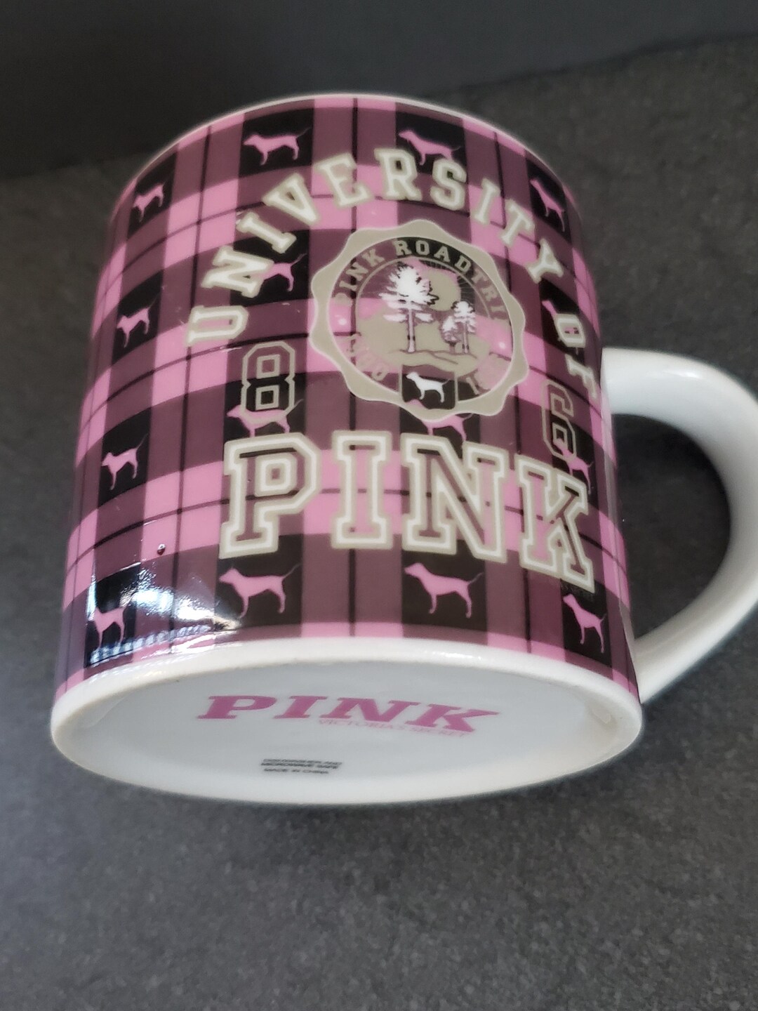 Vintage Victoria's Secret Pink Coffee Cup Mug University of Pink Plaid ...